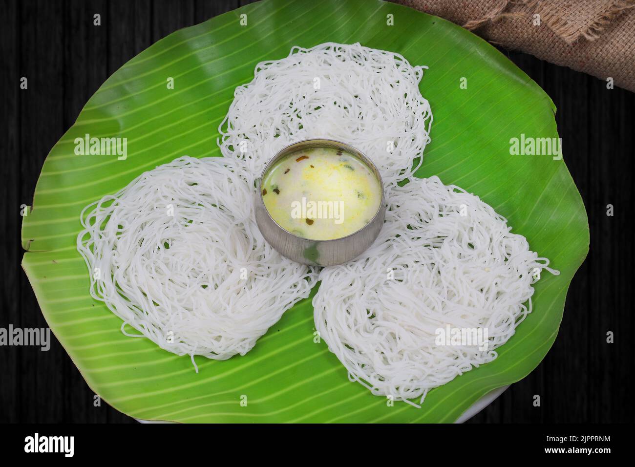 A top view of Idiyappam with coconut chutney Stock Photo - Alamy