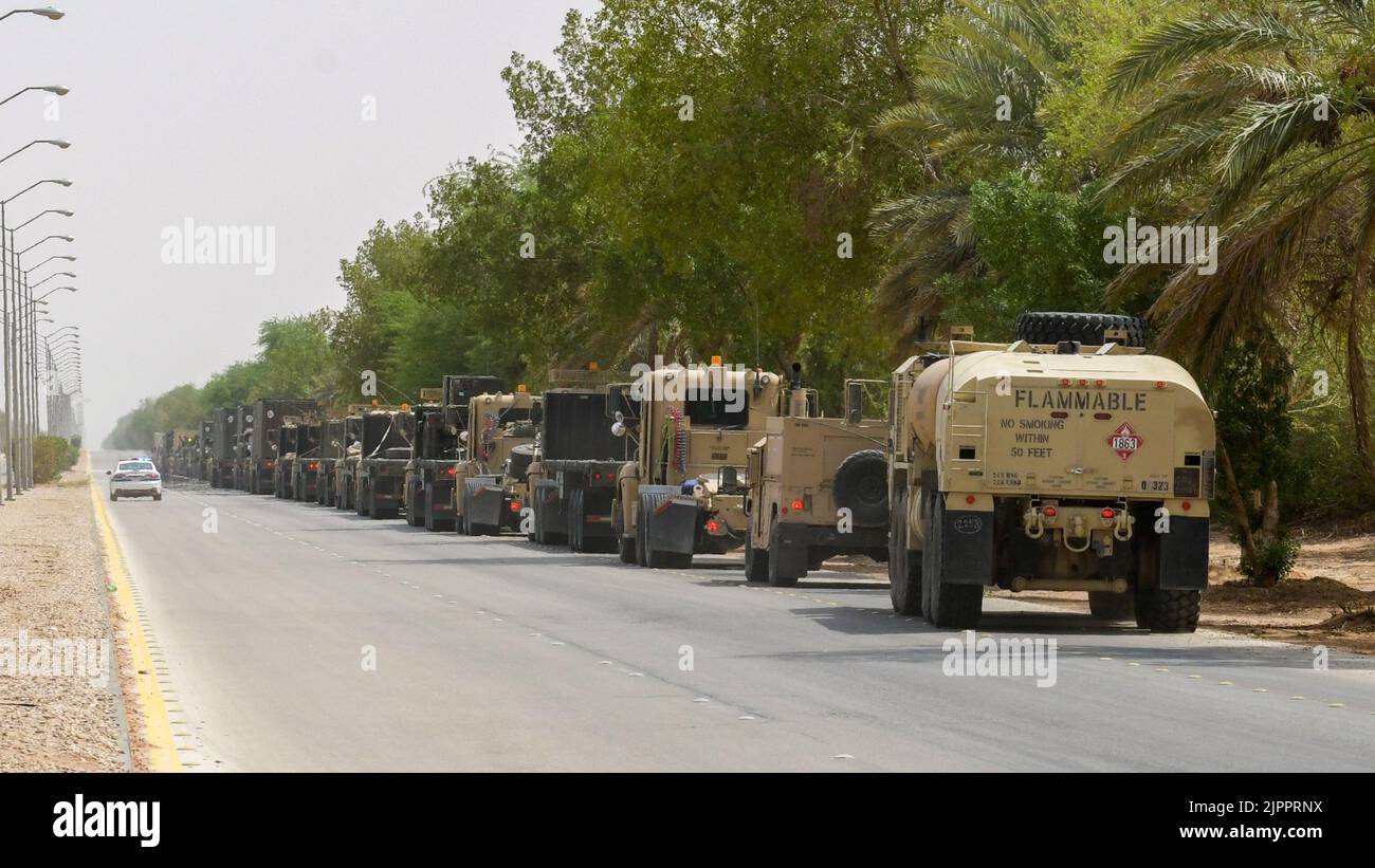 A convoy of U.S. Marines assigned to Combat Logistics Regiment 1, 1st ...