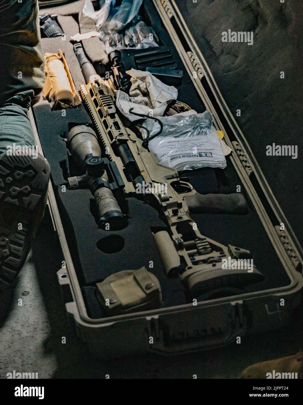 An M40A6 rifle is displayed during multiple weapons sustainment ...
