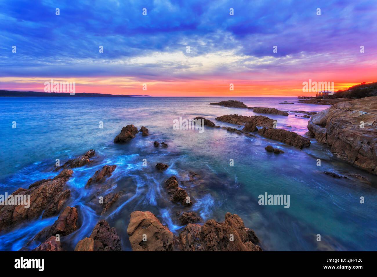 Scenic Pacific ocean coast and Tathra beach in Tathra town of Australia ...