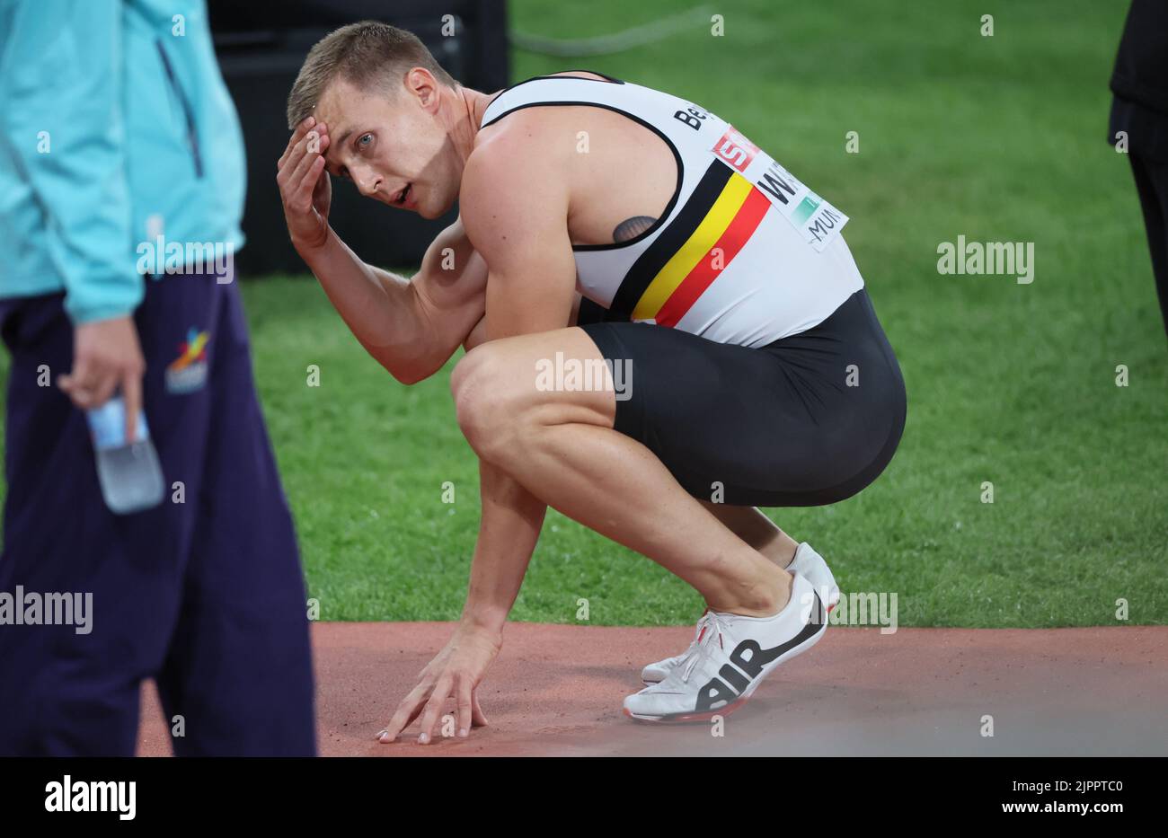 Belgian Julien Watrin is exhausted after the final of the men's 400m ...