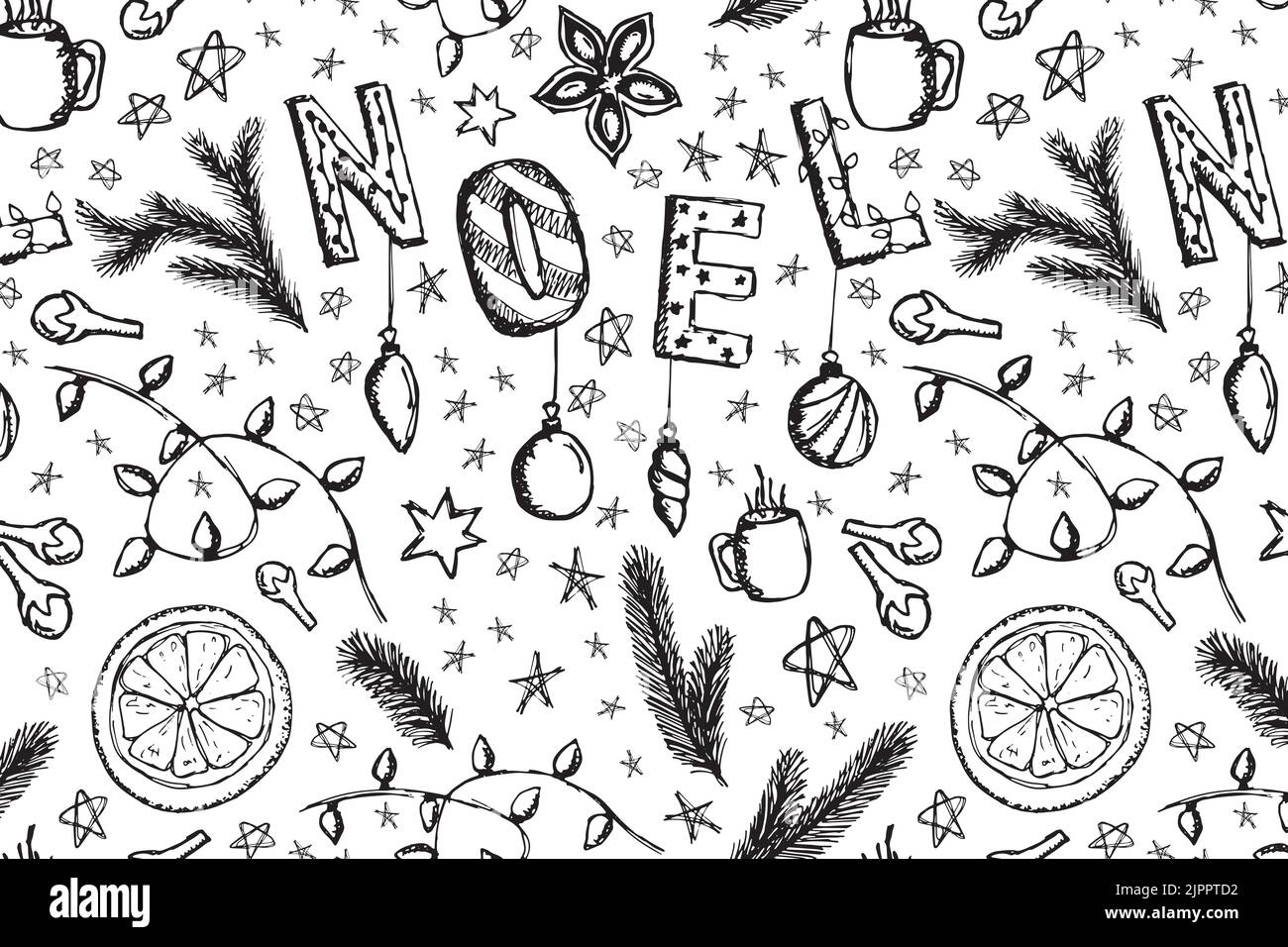 Doodle Christmas Vector Seamless Pattern Stock Vector Image & Art - Alamy