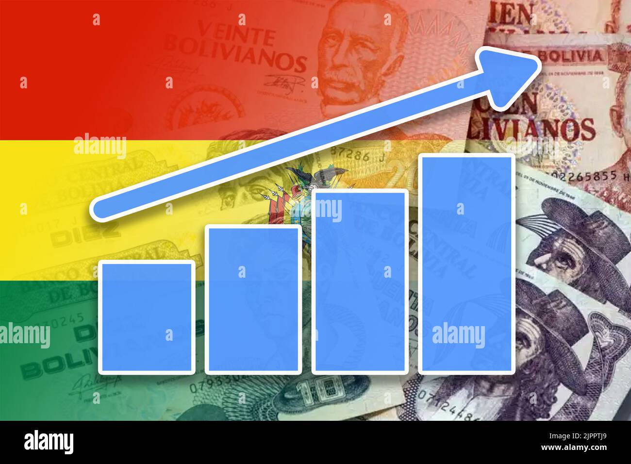 Economy Chart: Rising Arrow, Bolivian Cash Money and Bolivian Flag ...