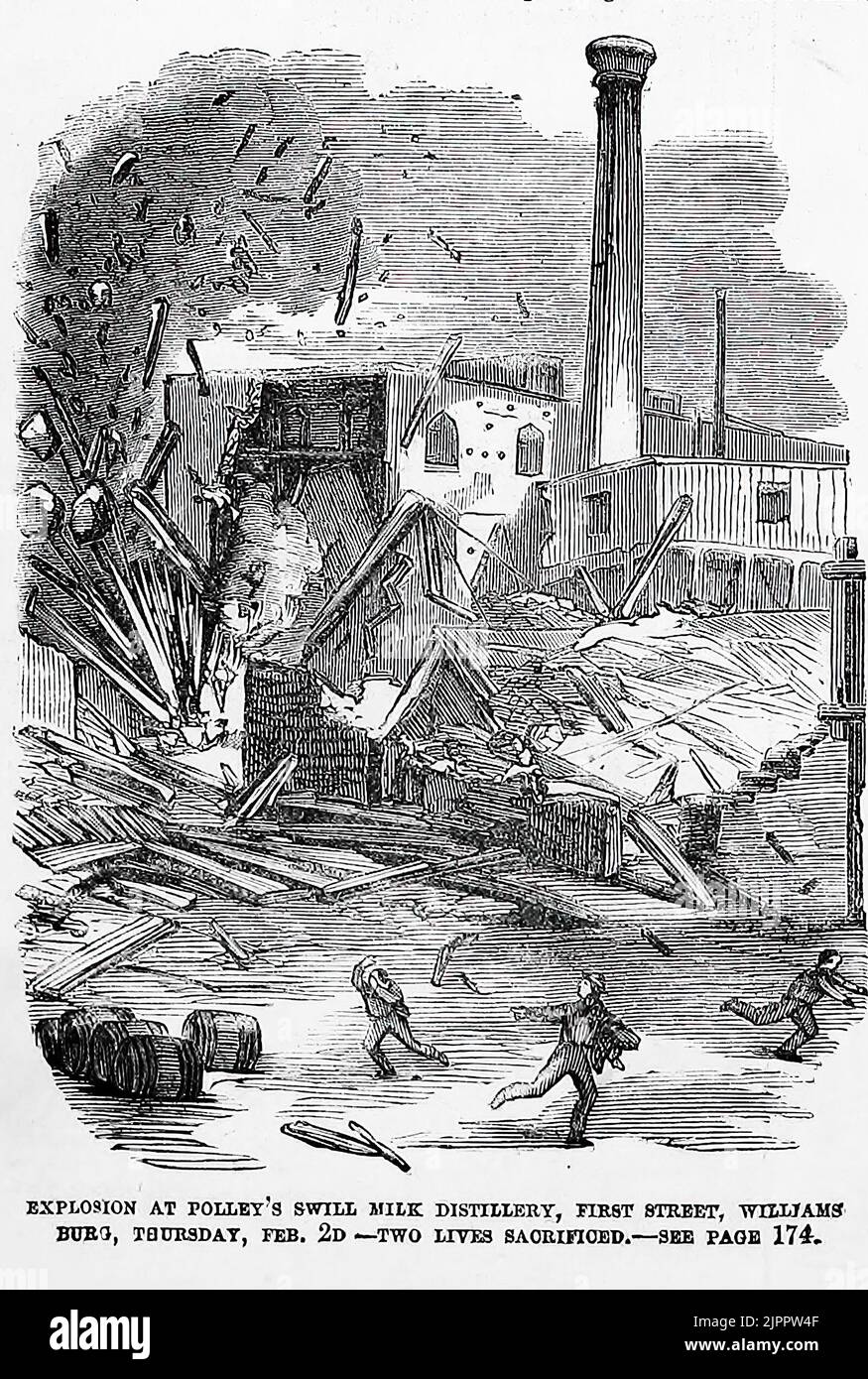 Explosion at Polley's swill milk distillery, First Street, Williamsburg ...