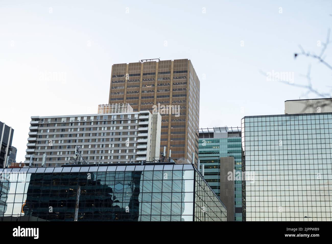 Downtoawn Calagry Business District Skyline at dawn Stock Photo - Alamy