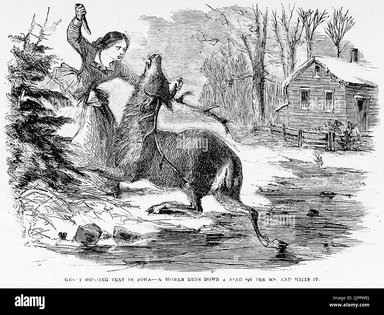 Great hunting feat in Iowa - A woman runs down a stag on the ice and ...