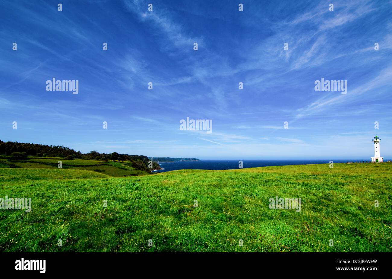 Cabo de Lastres lighthouse in Luces-Colunga, in Asturias (Spain ...