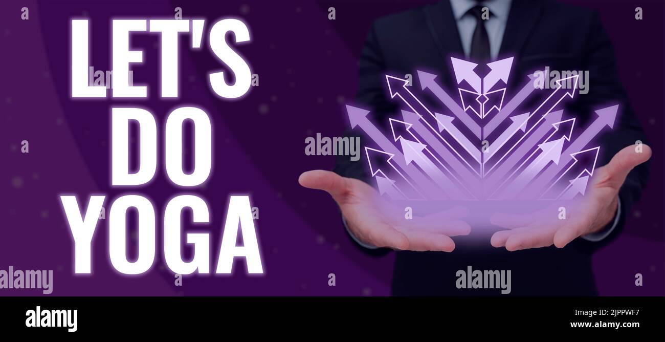 Hand writing sign Let S Is Do Yoga, Business concept Right moment for ...