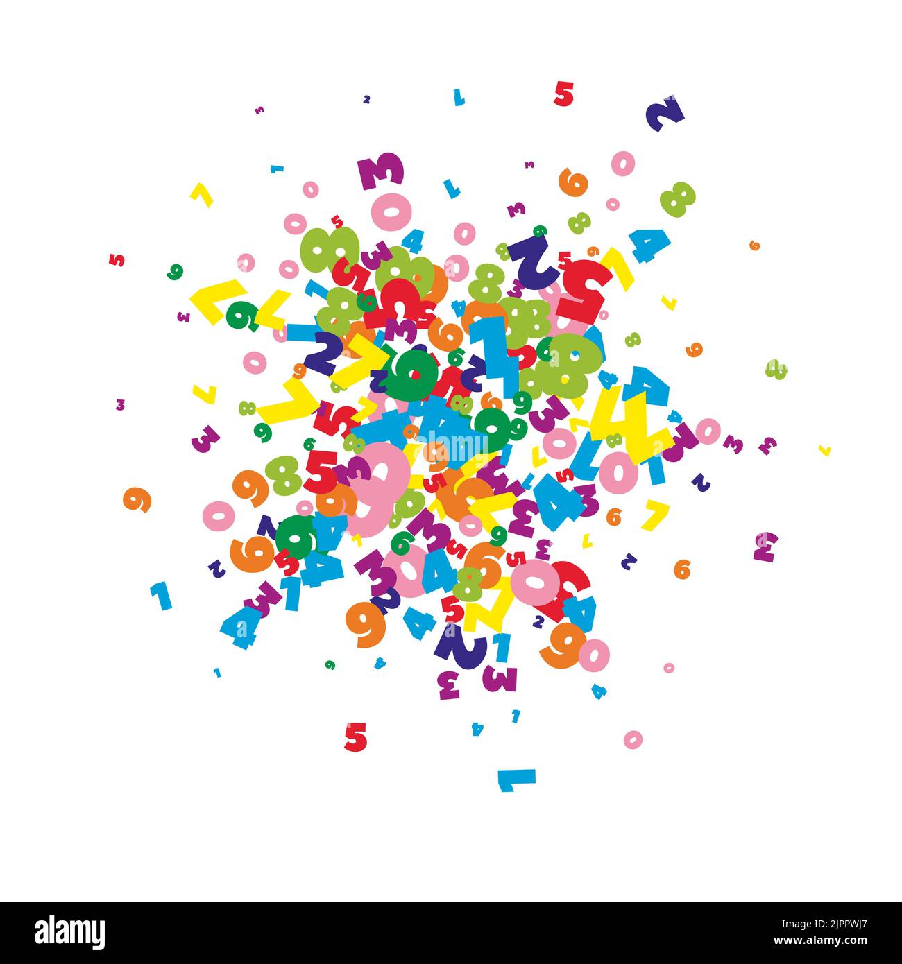 Falling bright numbers. Math study concept with flying digits. Bizarre ...