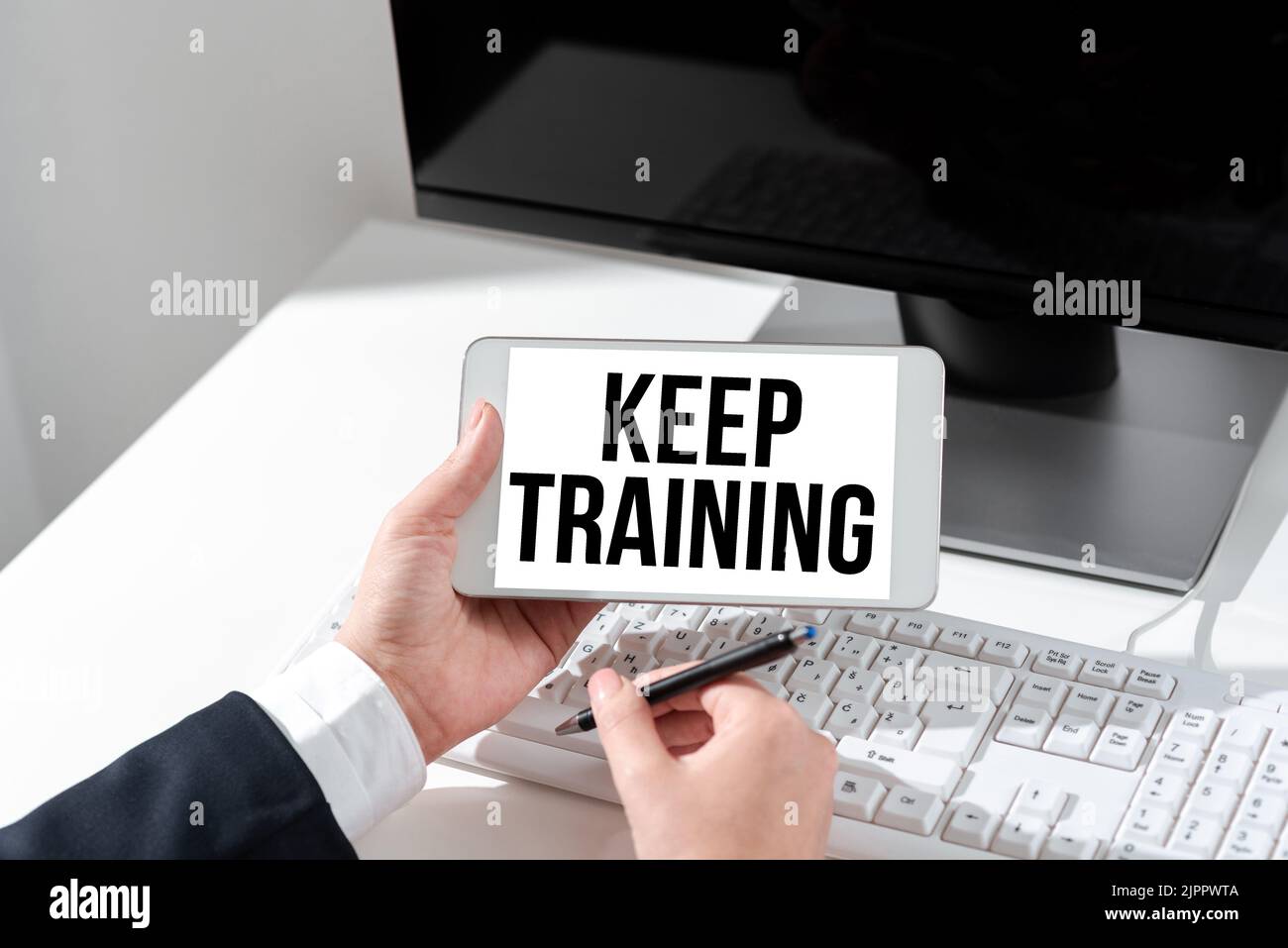 Text sign showing Keep Training, Word Written on Grounding Drilling ...