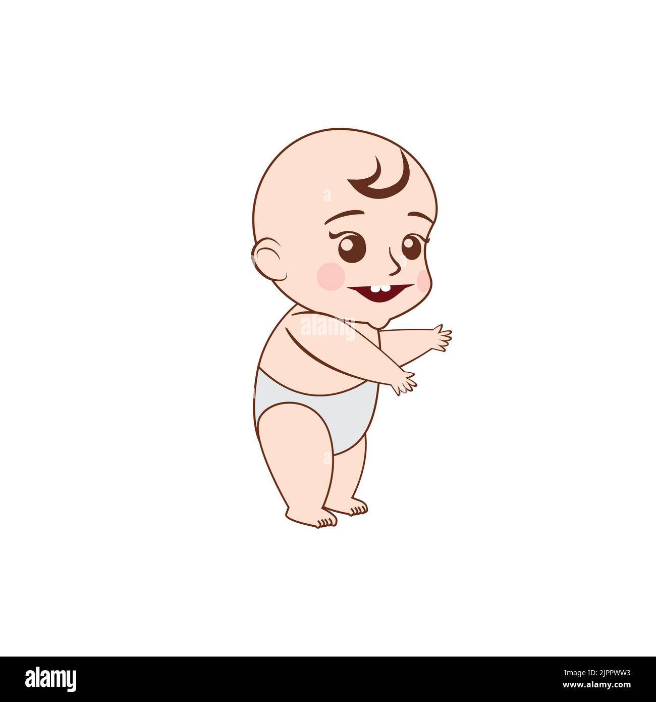 baby mascot, cute happy boy illustration vector, cartoon Stock Vector ...