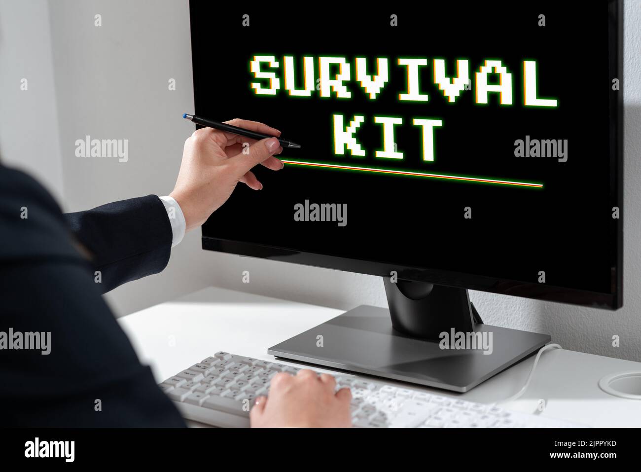 Conceptual display Survival Kit, Business concept Emergency Equipment ...