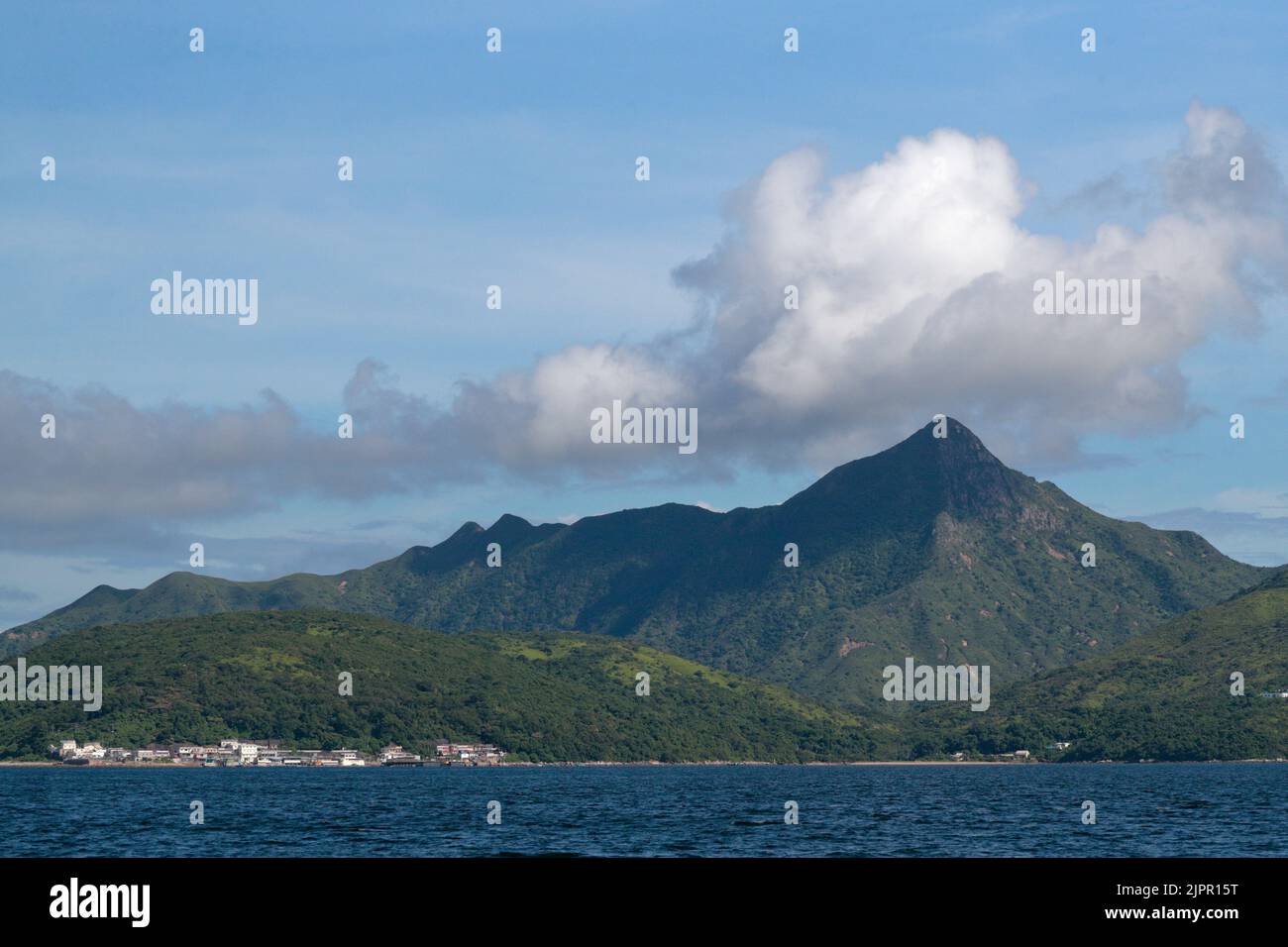 Horizontal afternoon view from the mouth of Tolo Harbour, south to ...