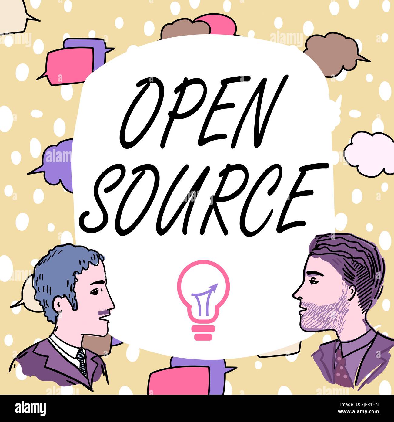 Writing displaying text Open Source, Word Written on denoting software which original source ...