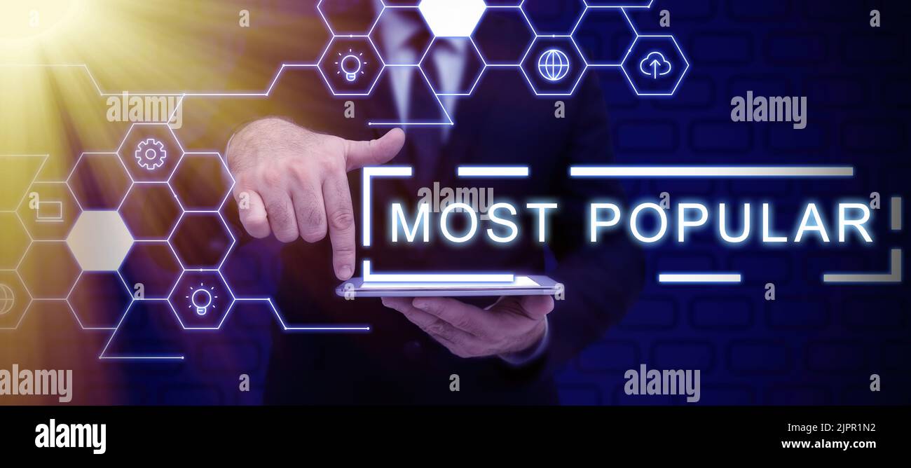 Text showing inspiration Most Popular, Business approach Liked Followed ...