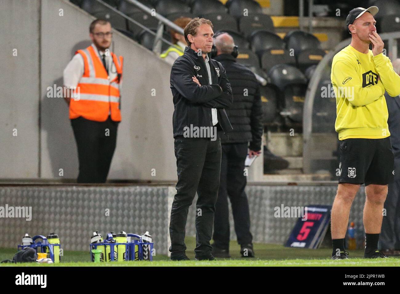 A dejected Brett Hodgson Head Coach of Hull FC watches from the ...