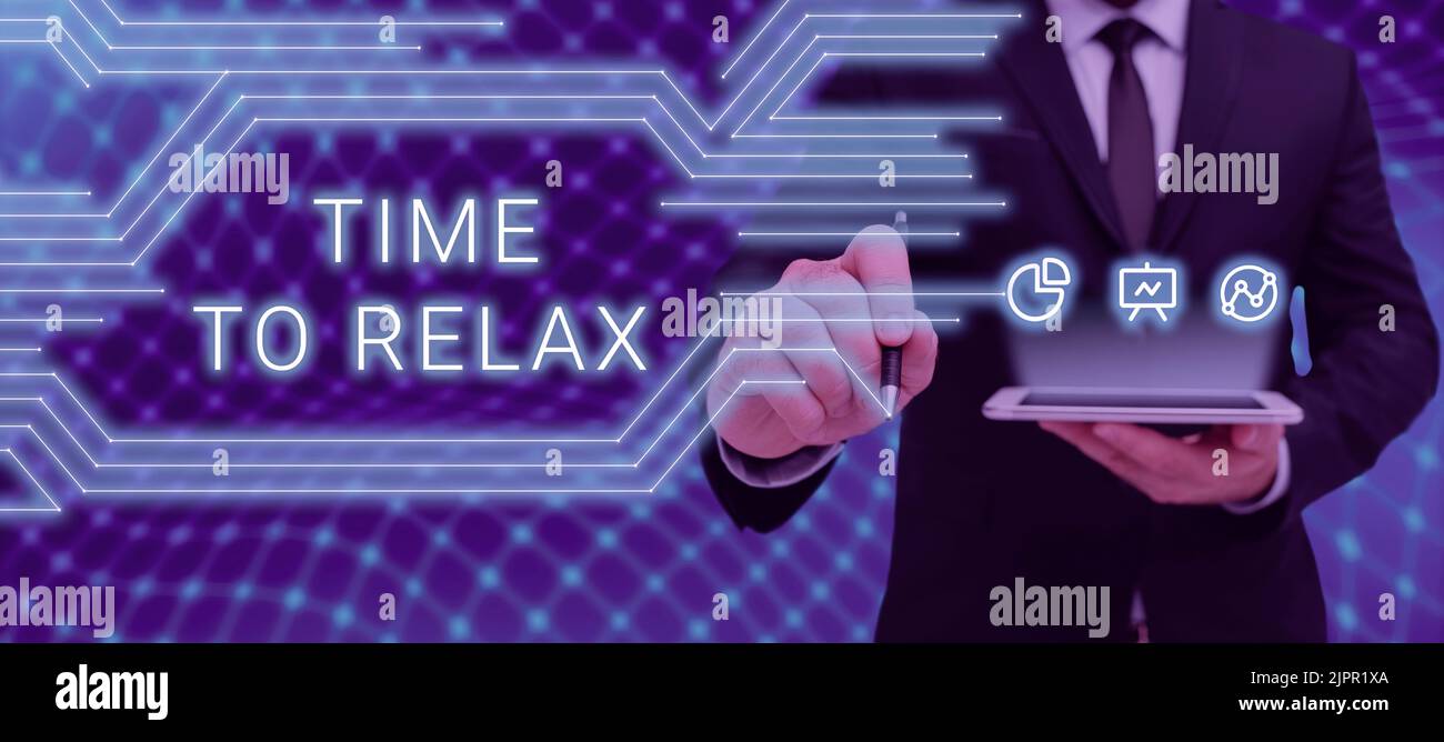 Text caption presenting Time To Relax, Word Written on Relaxation ...