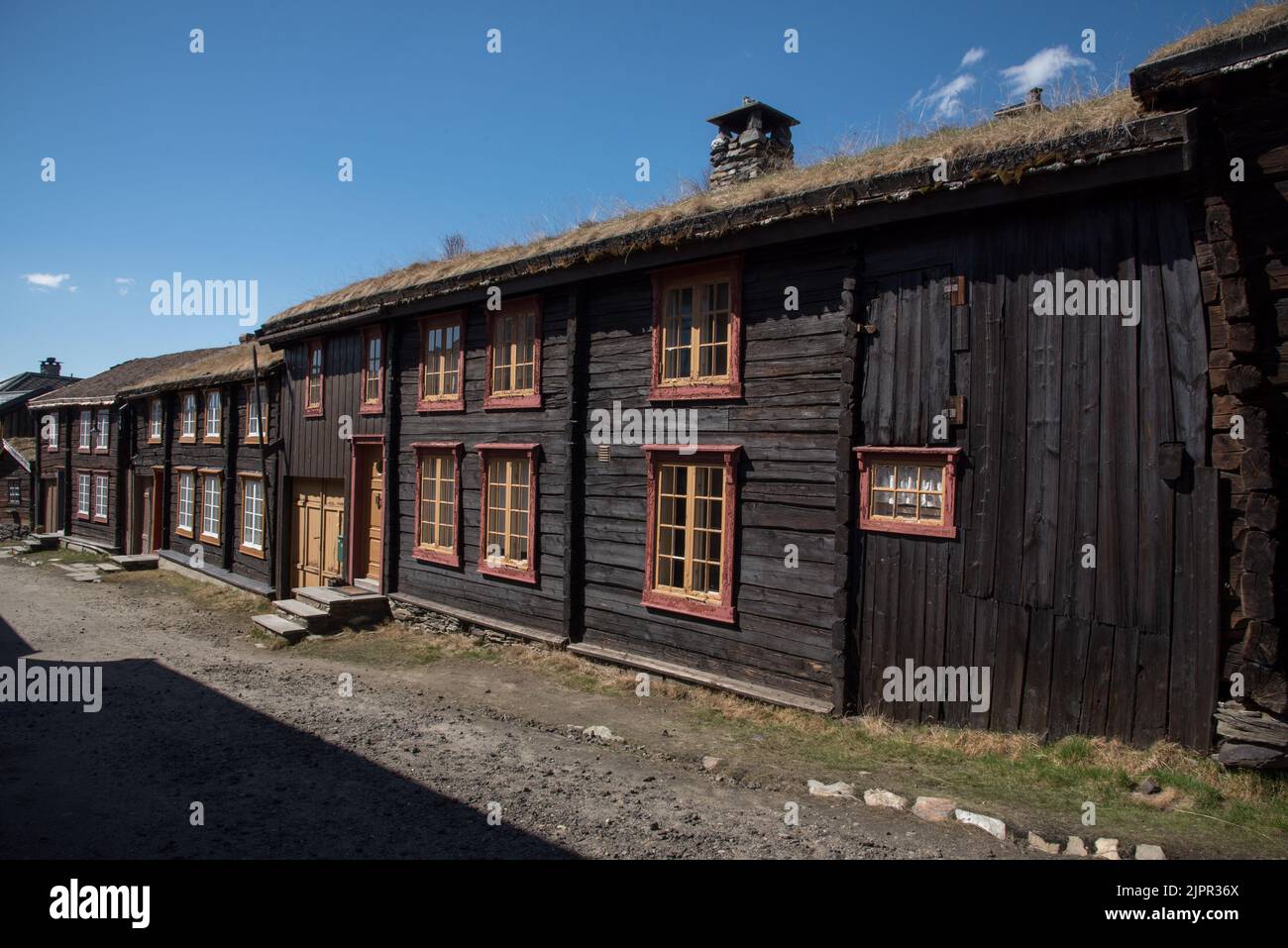 Røros is a copper mining town with historic wooden buildings in the ...