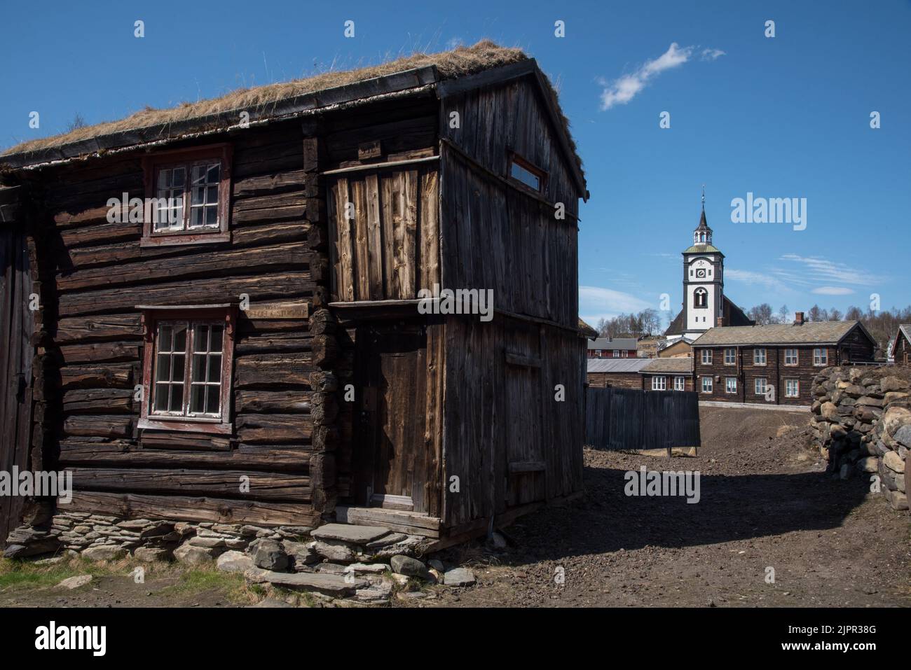 Røros is a copper mining town with historic wooden buildings in the ...