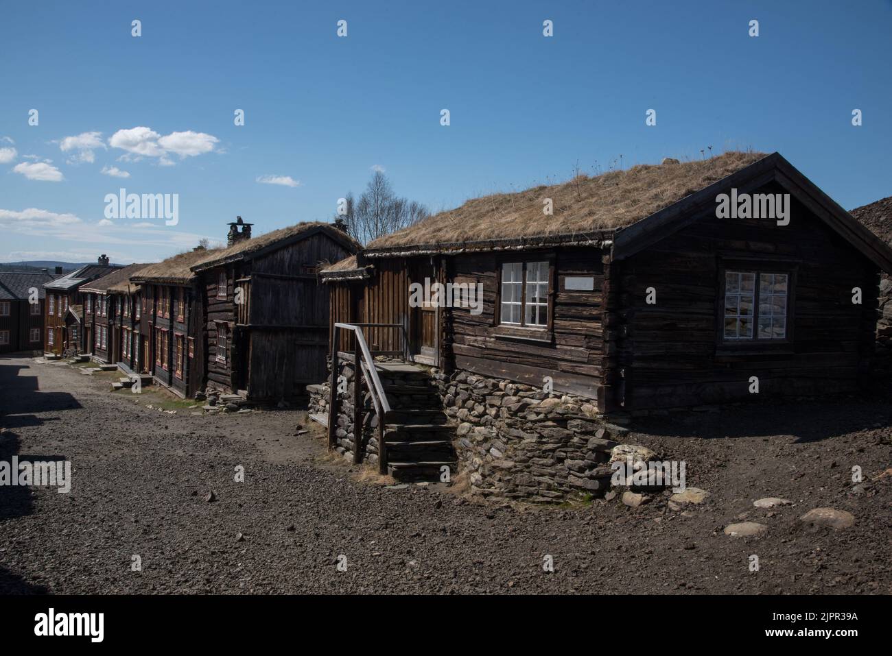 Røros is a copper mining town with historic wooden buildings in the ...