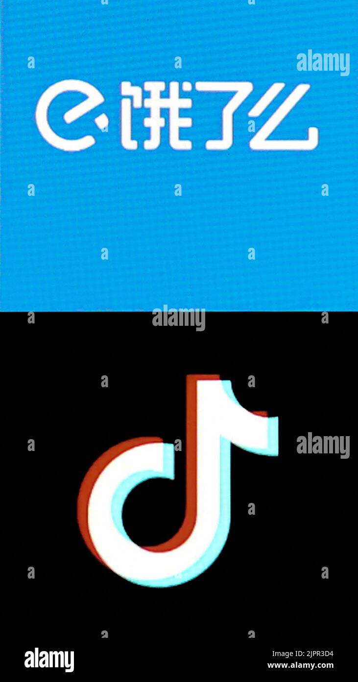 ZHOUSHAN, CHINA - AUGUST 19, 2022 - Logos of Eleme and Tiktok are seen ...