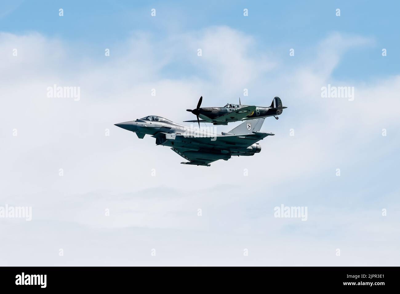 Eastbourne, East Sussex, UK. Featuring the RAF Typhoon in tandem with a ...