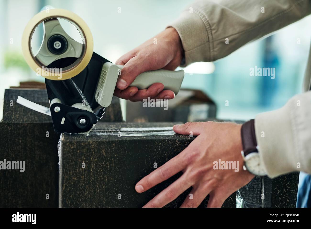 We ensure our packages are all safely secured. Closeup shot of a ...