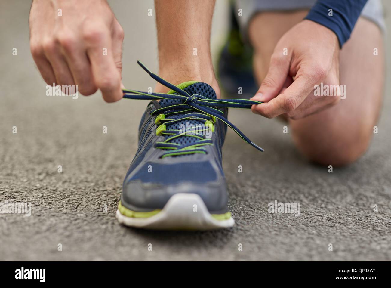 Make sure your laces are properly fastened. High angle shot of an ...