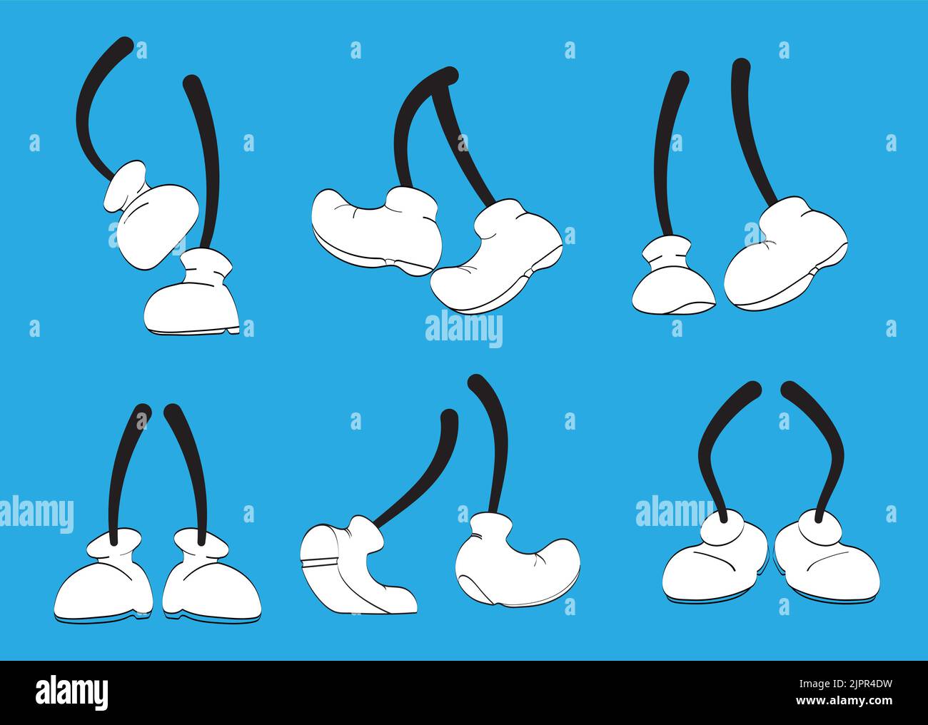 Vintage cartoon legs set vector. Cute animation feet in shoes. Funny ...