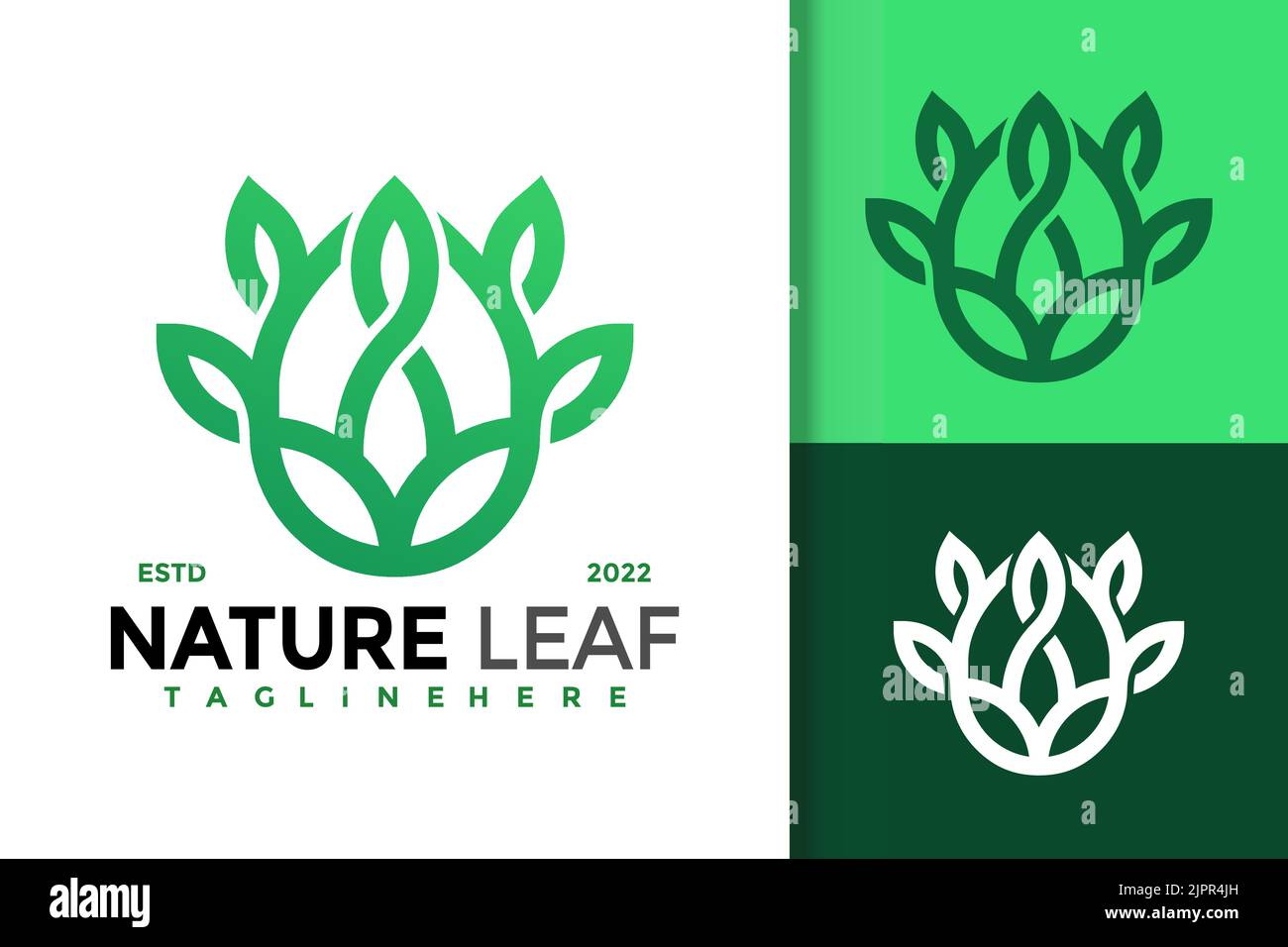 A green eco company logo vector design with company text and tagline ...