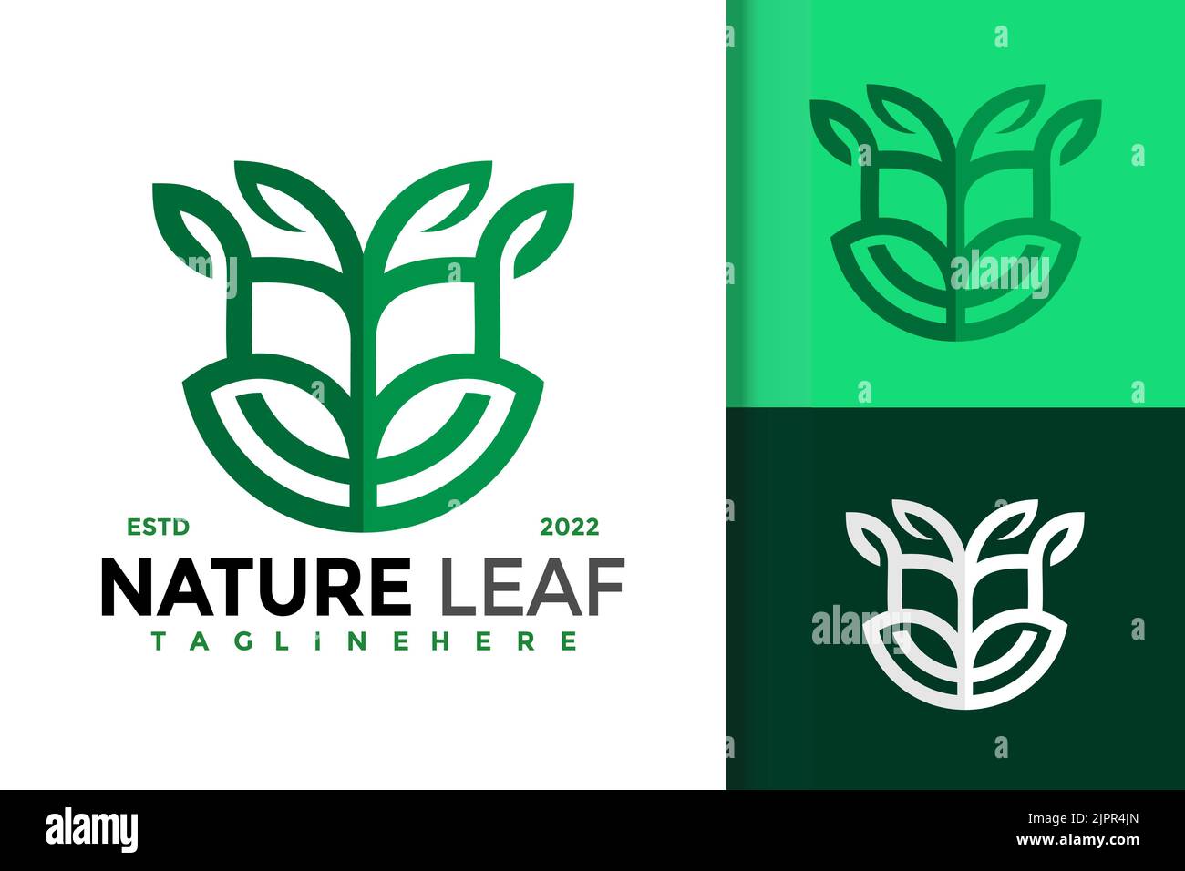 A green eco company logo vector design with company text and tagline ...