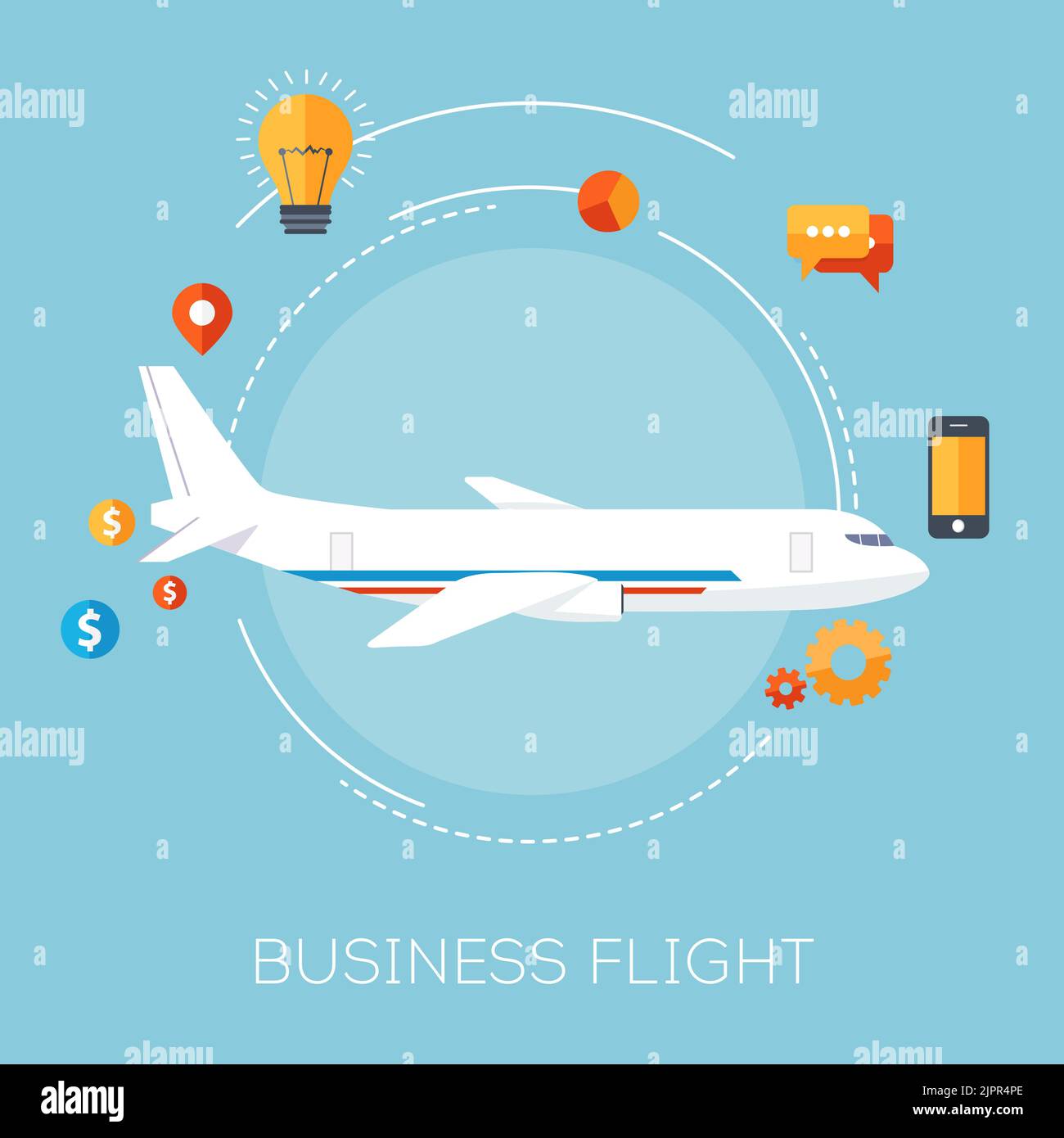 Business flight flat design style concept. Modern vector illustration ...