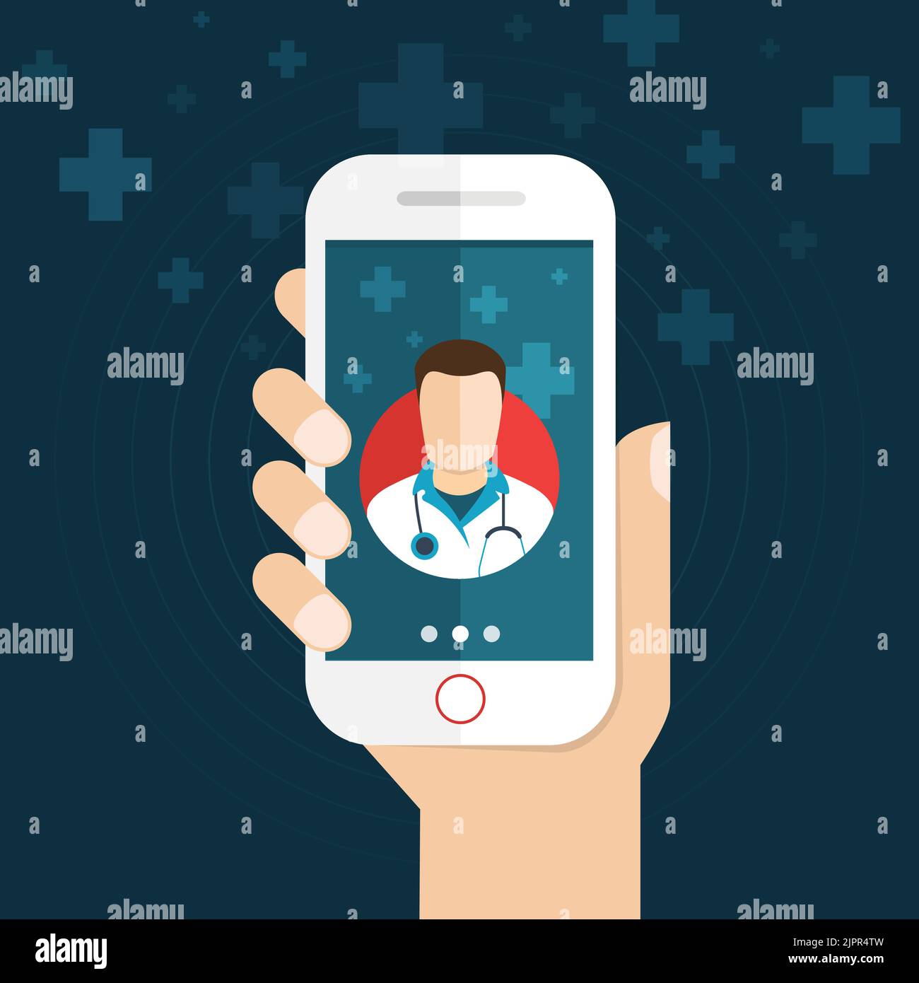 Online doctor consultation concept. Hand holding smartphone with male ...