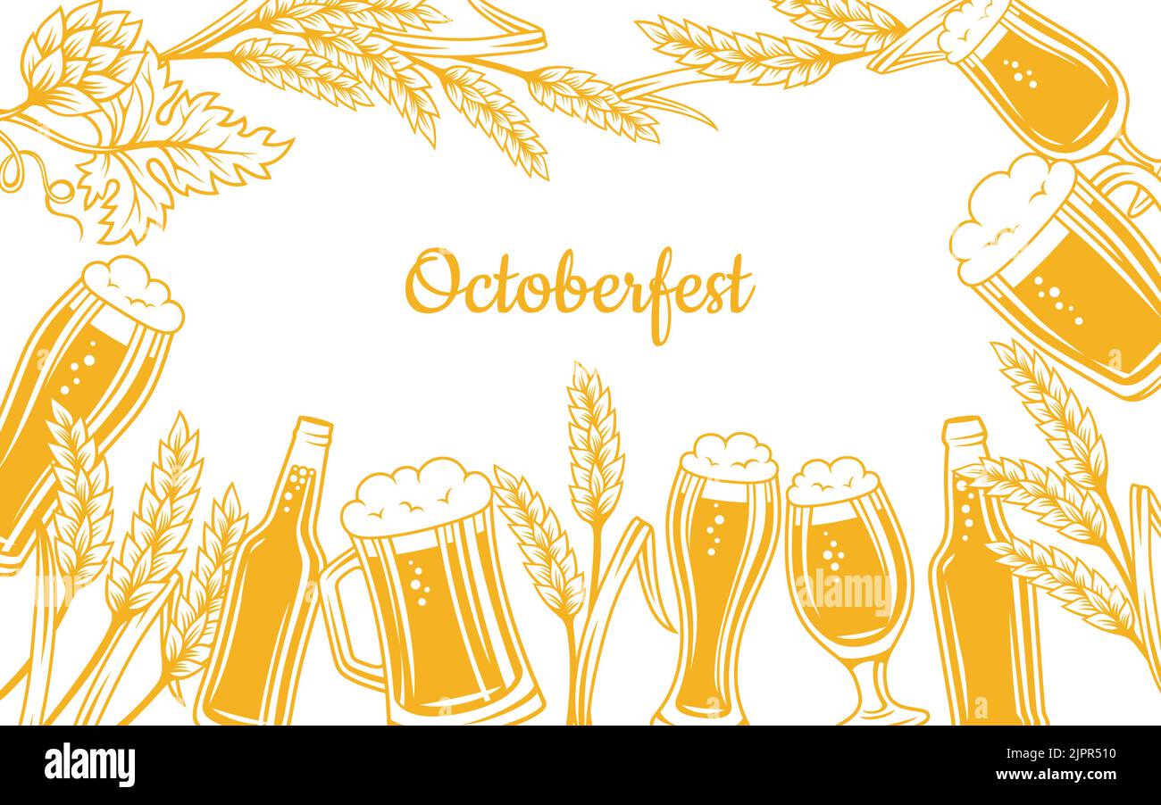 Beer festival advertisement engraving poster Oktoberfest template ...