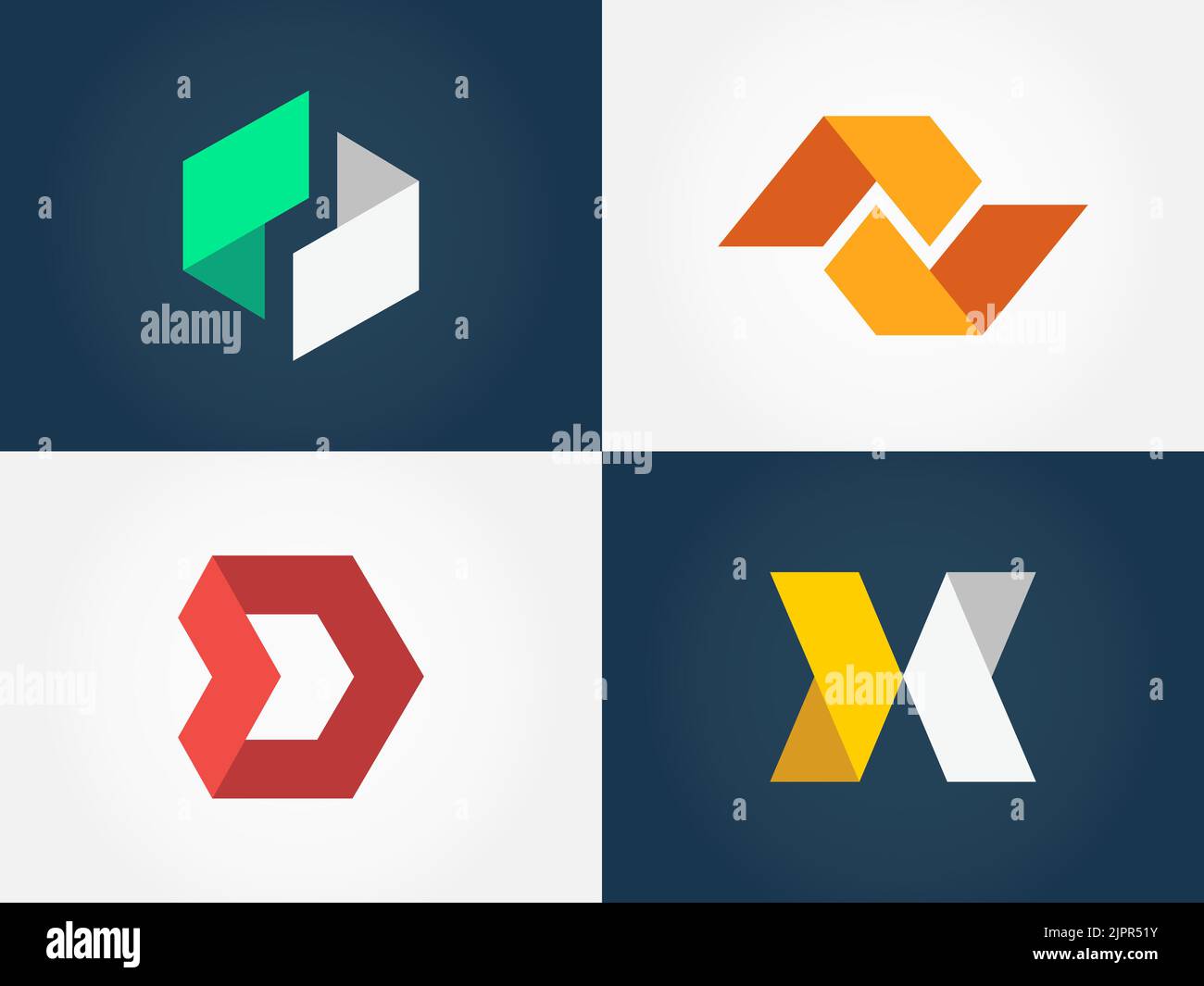 Abstract geometric logo collection. Minimalistic origami shape logo set ...