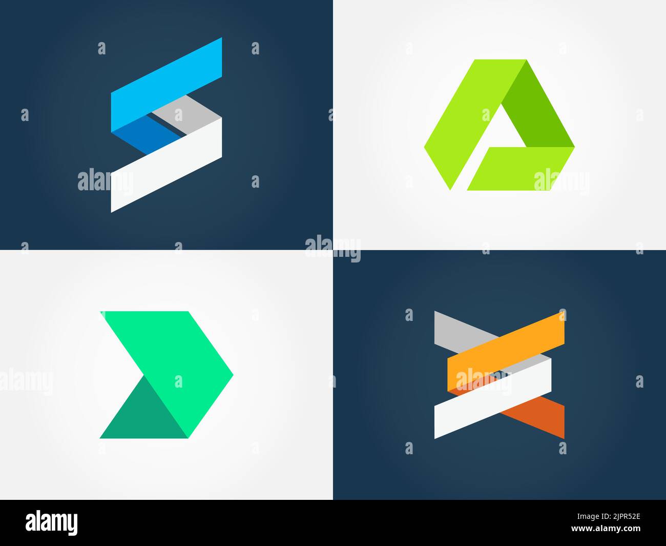 Abstract geometric logo collection. Minimalistic origami shape logo set ...