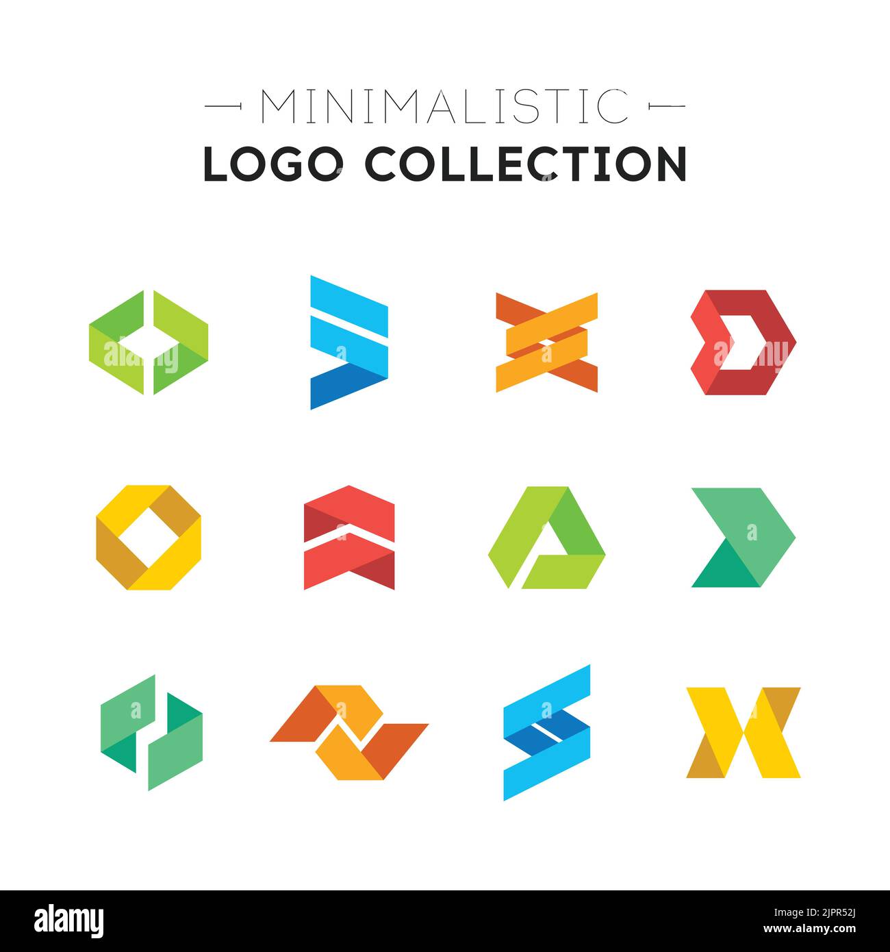 Abstract geometric logo collection. Minimalistic origami shape logo set ...