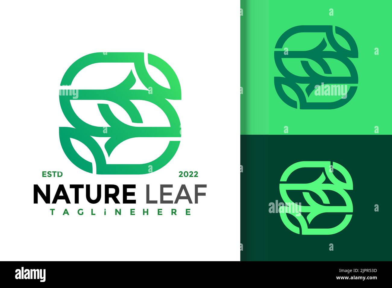 A green eco company logo vector design with company text and tagline ...
