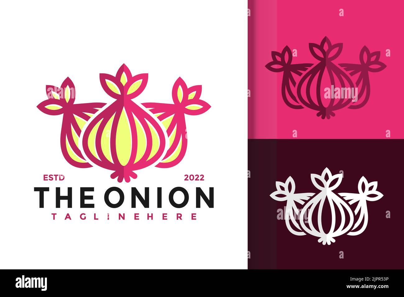 A pink food company logo vector design with company text and tagline ...