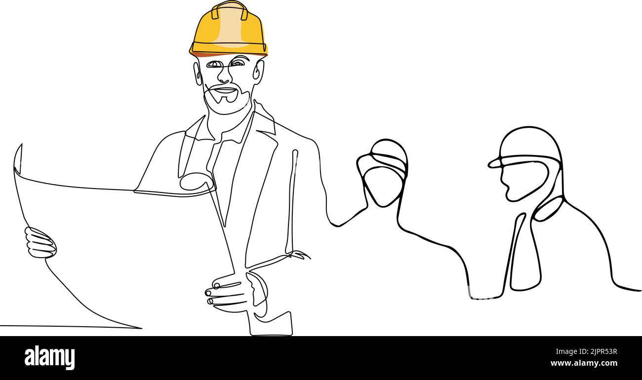 construction manager and engineer working on building site. Vector ...