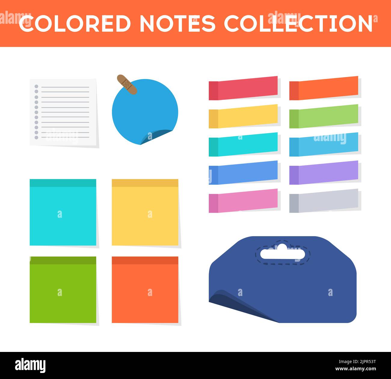 Collection of colored sticky notes isolated on white background ...