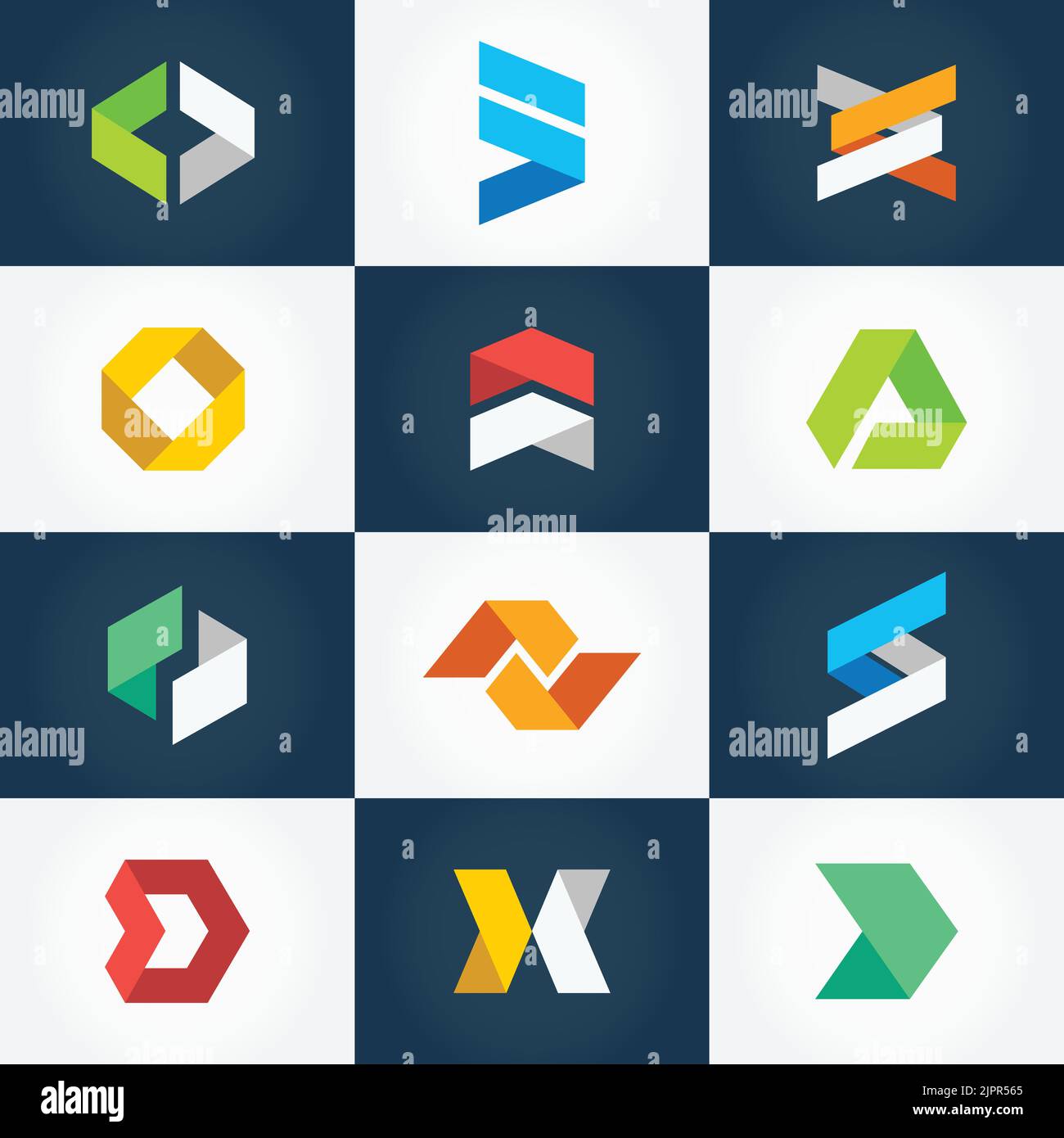 Abstract geometric logo collection. Minimalistic origami shape logo set ...