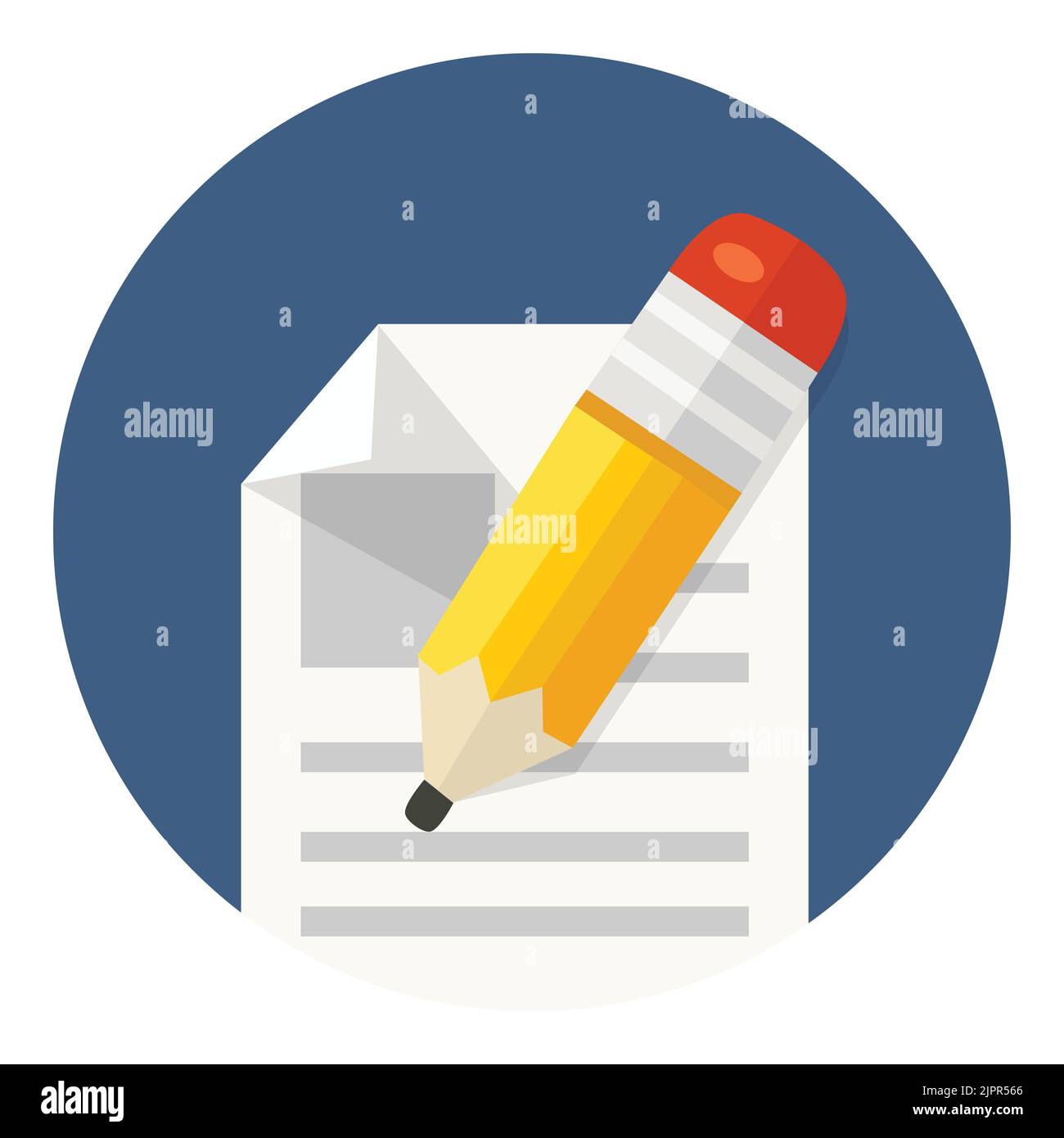 Handwritten document icon. Paper note with pencil. Agreement file page ...