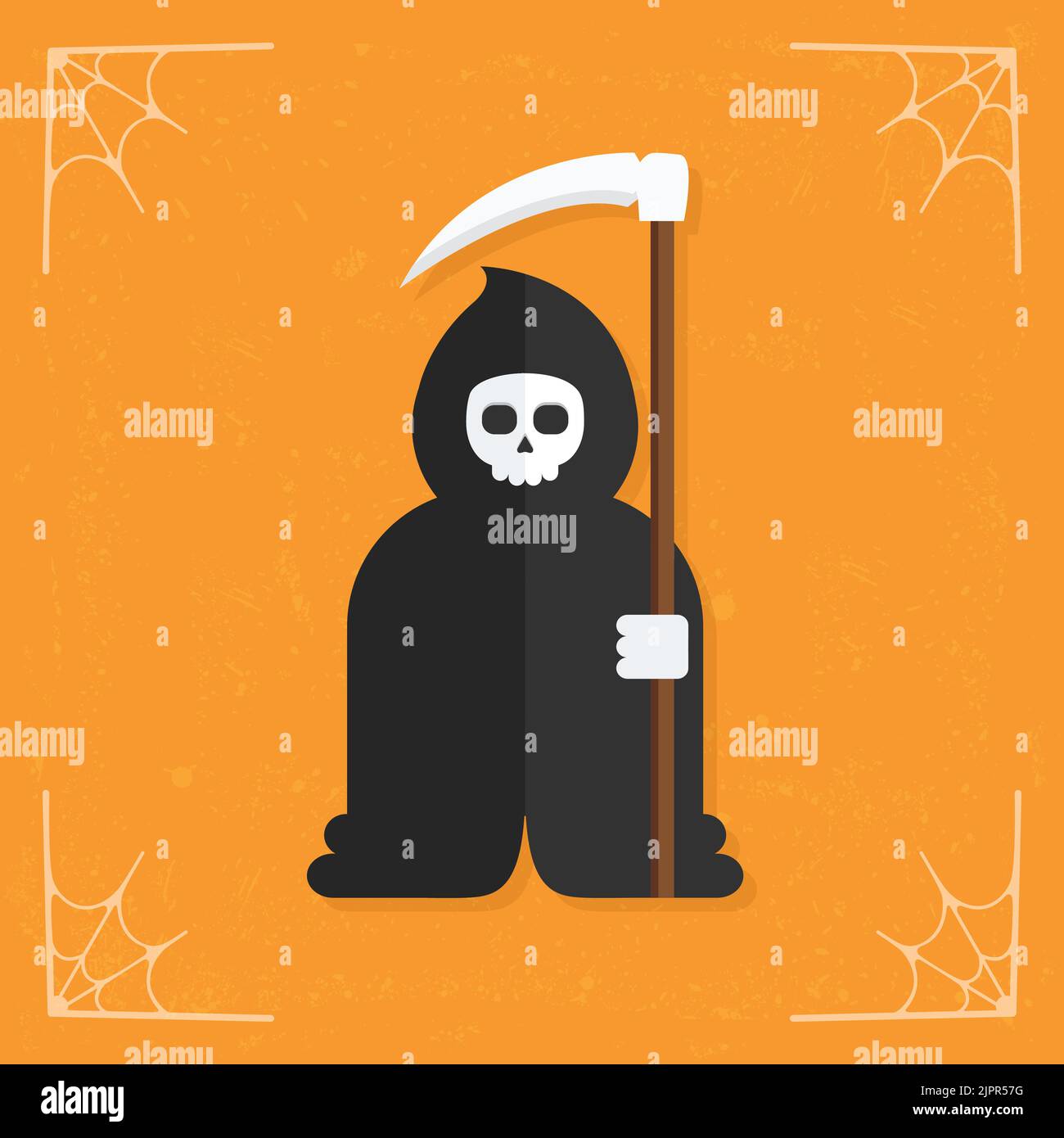 Death icon. Cartoon reaper with scythe in cloak. Halloween illustration ...