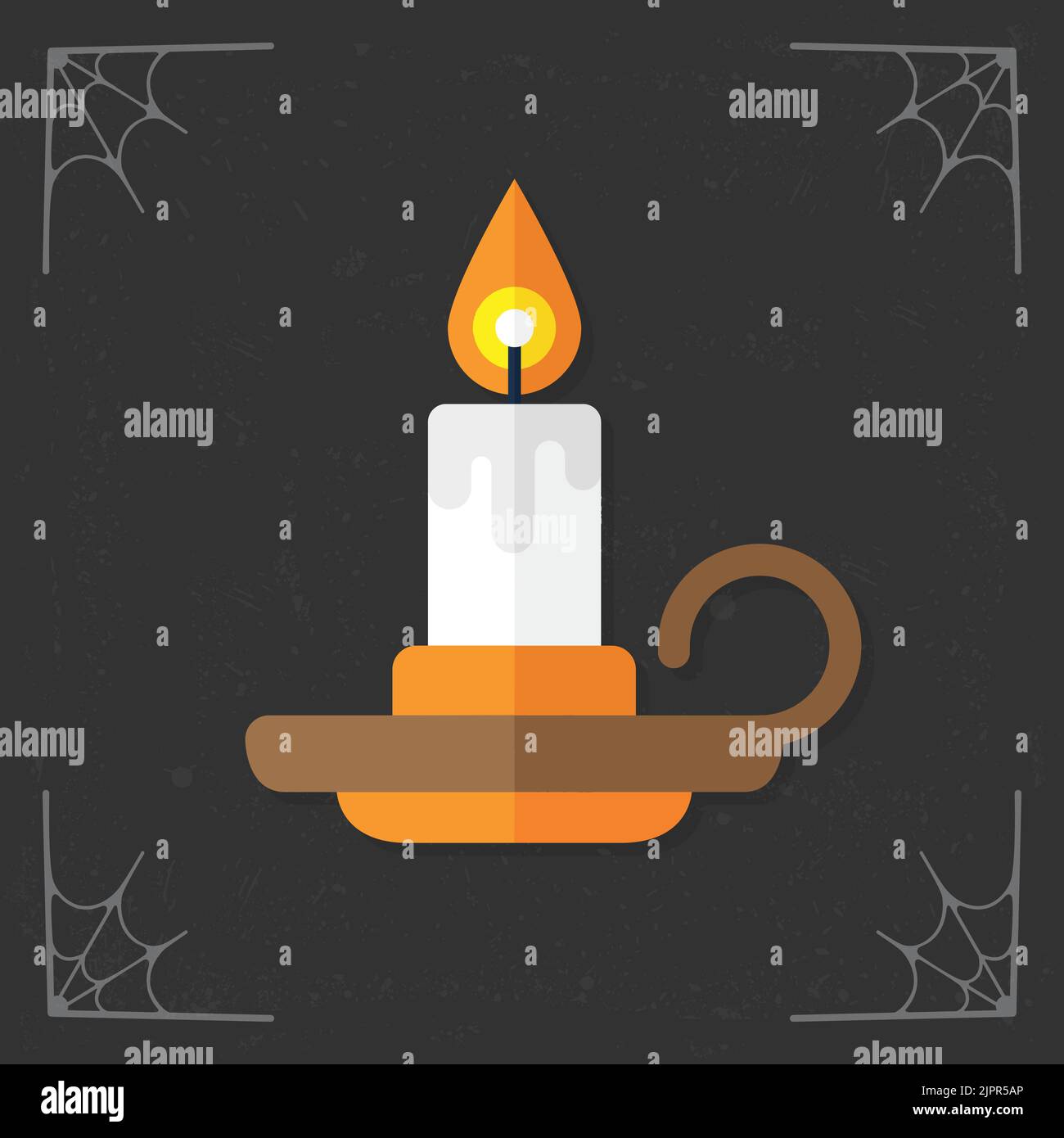 Candle icon. Flat cartoon spooky candle icon. Halloween illustration ...