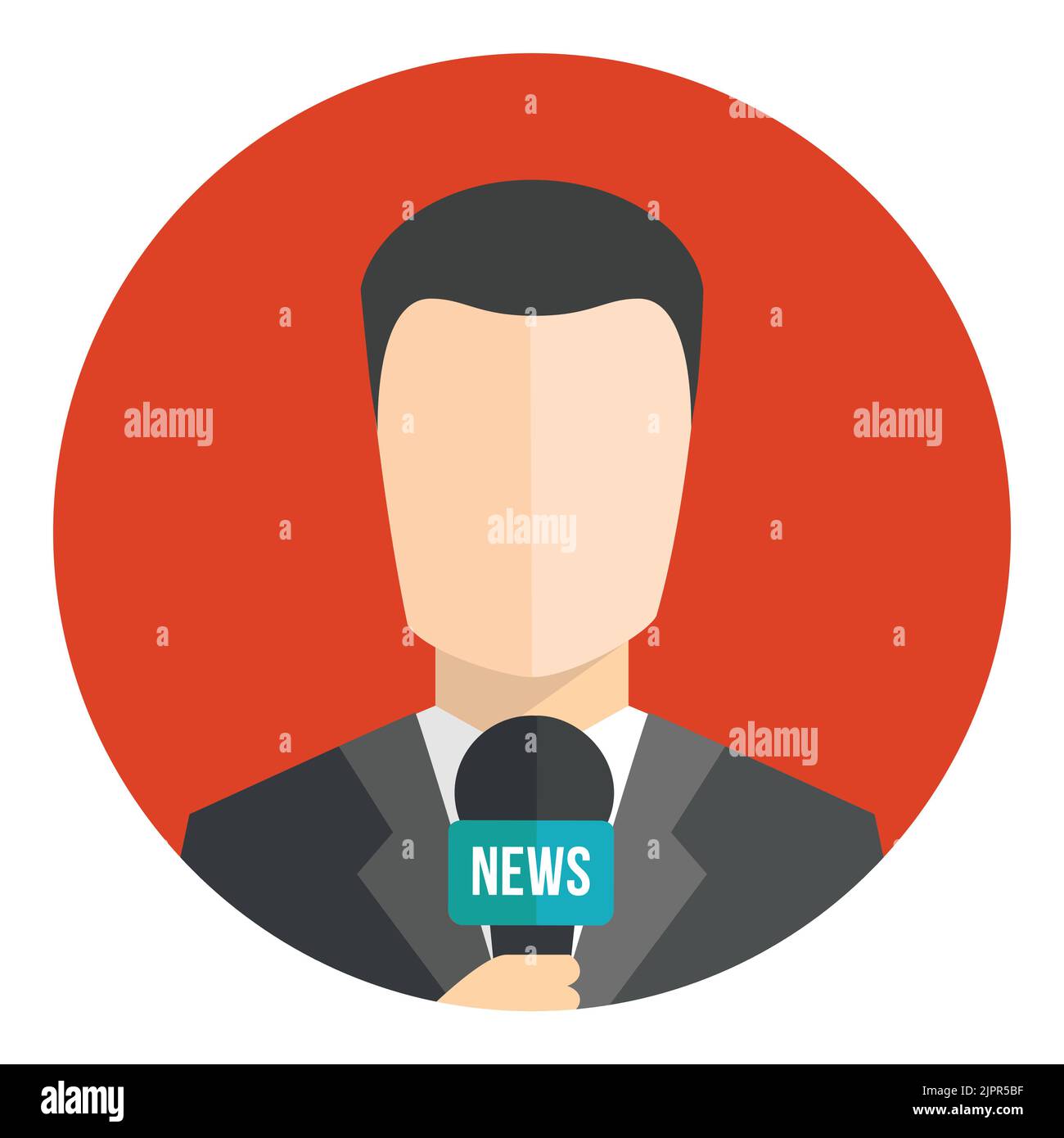 Man newsreader avatar icon. Live report concept. Live news reporter. Male journalist with ...
