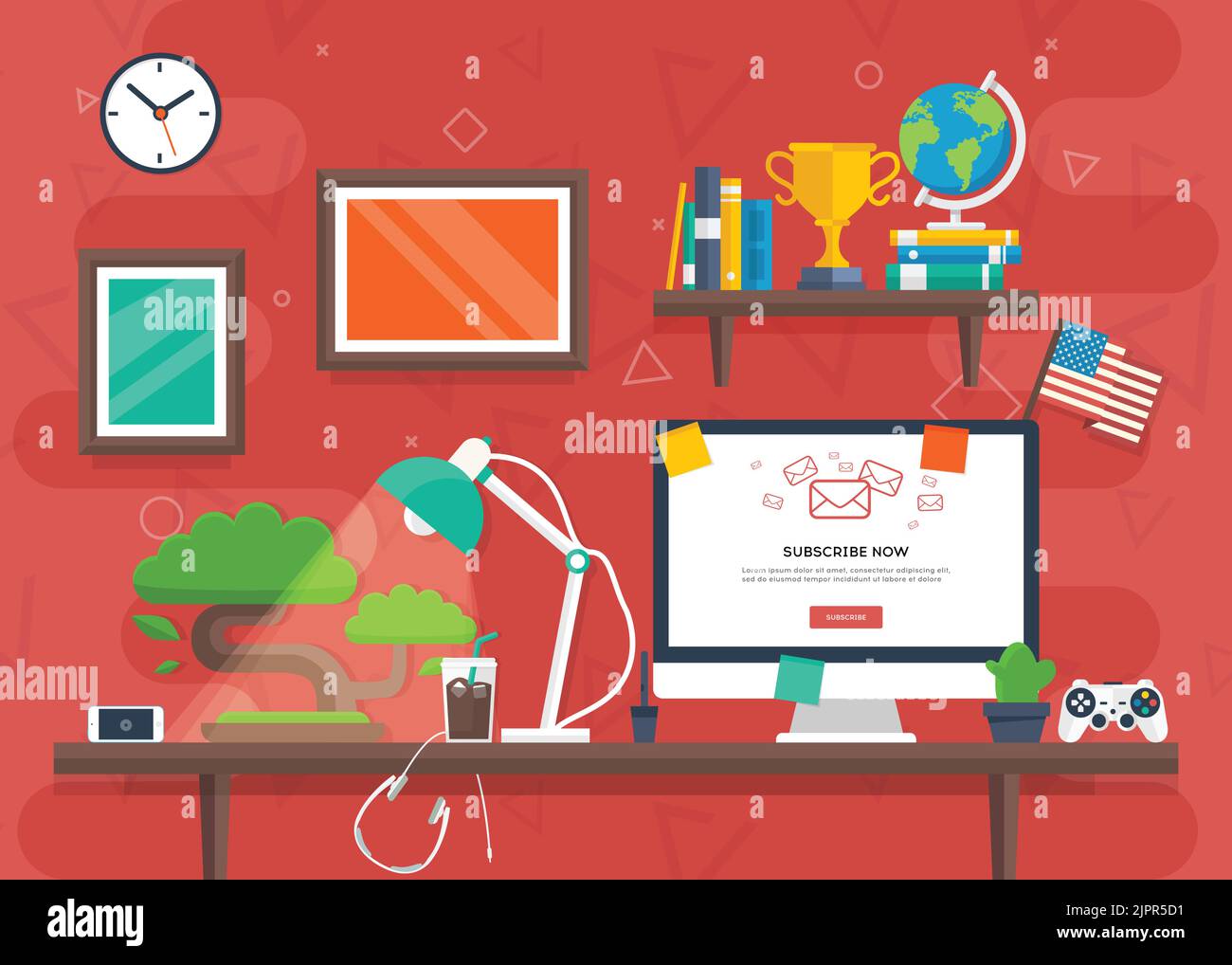 Creative workplace. Modern office. Coworking space. Home workspace with ...