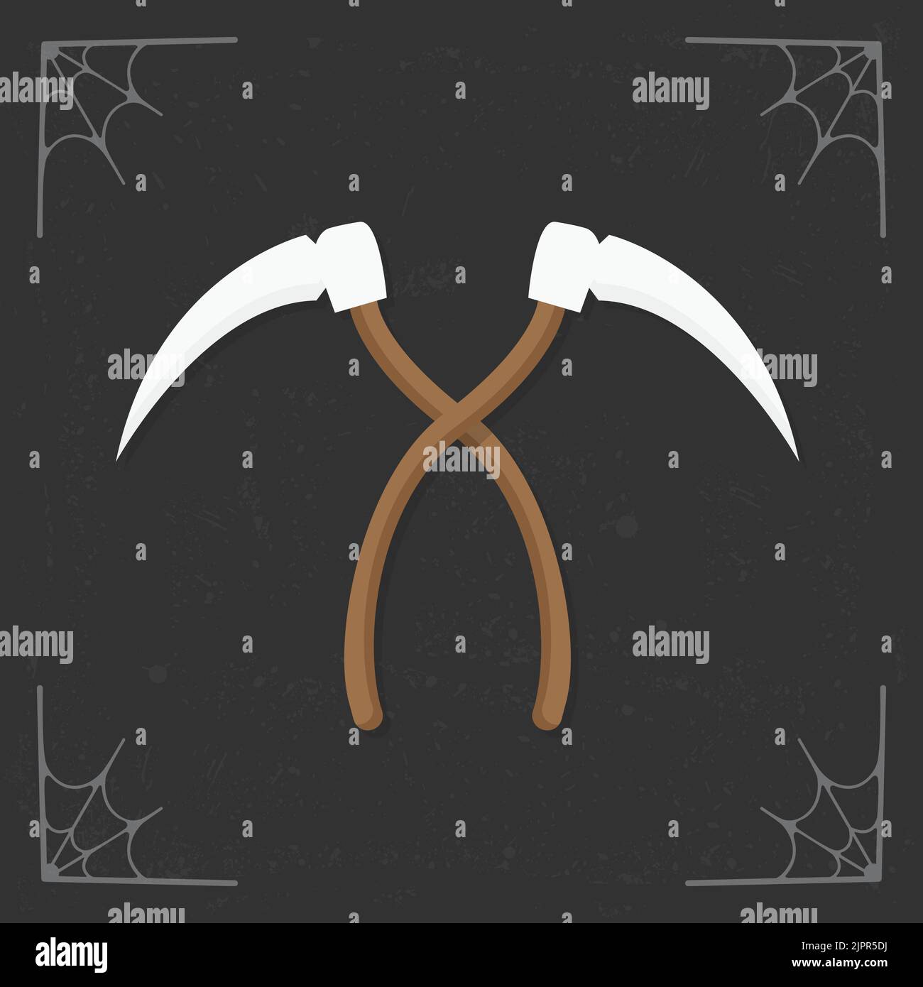 Scythe icon. Cartoon scythe tool. Halloween illustration isolated on ...