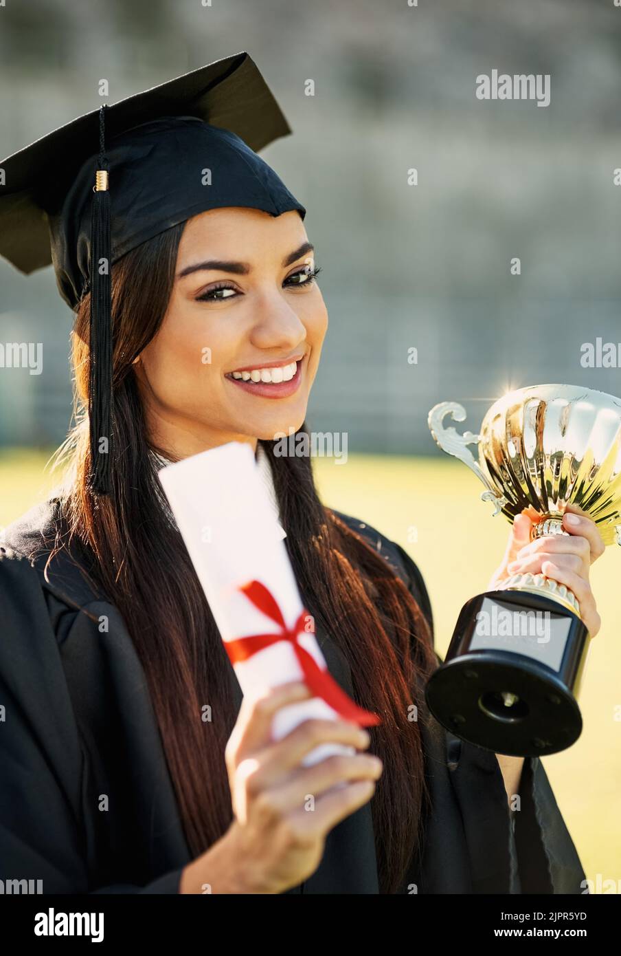 Feels great to be recognized as a top achiever. Portrait of a student ...