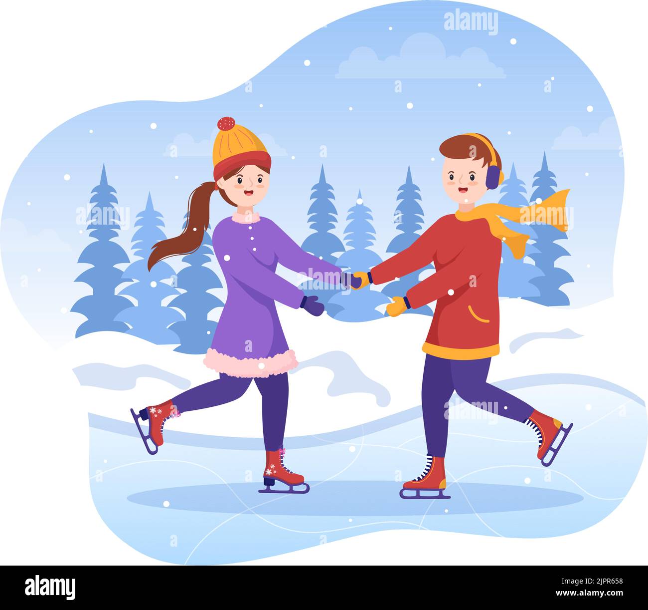 Children ice skate outdoors Stock Vector Images - Alamy